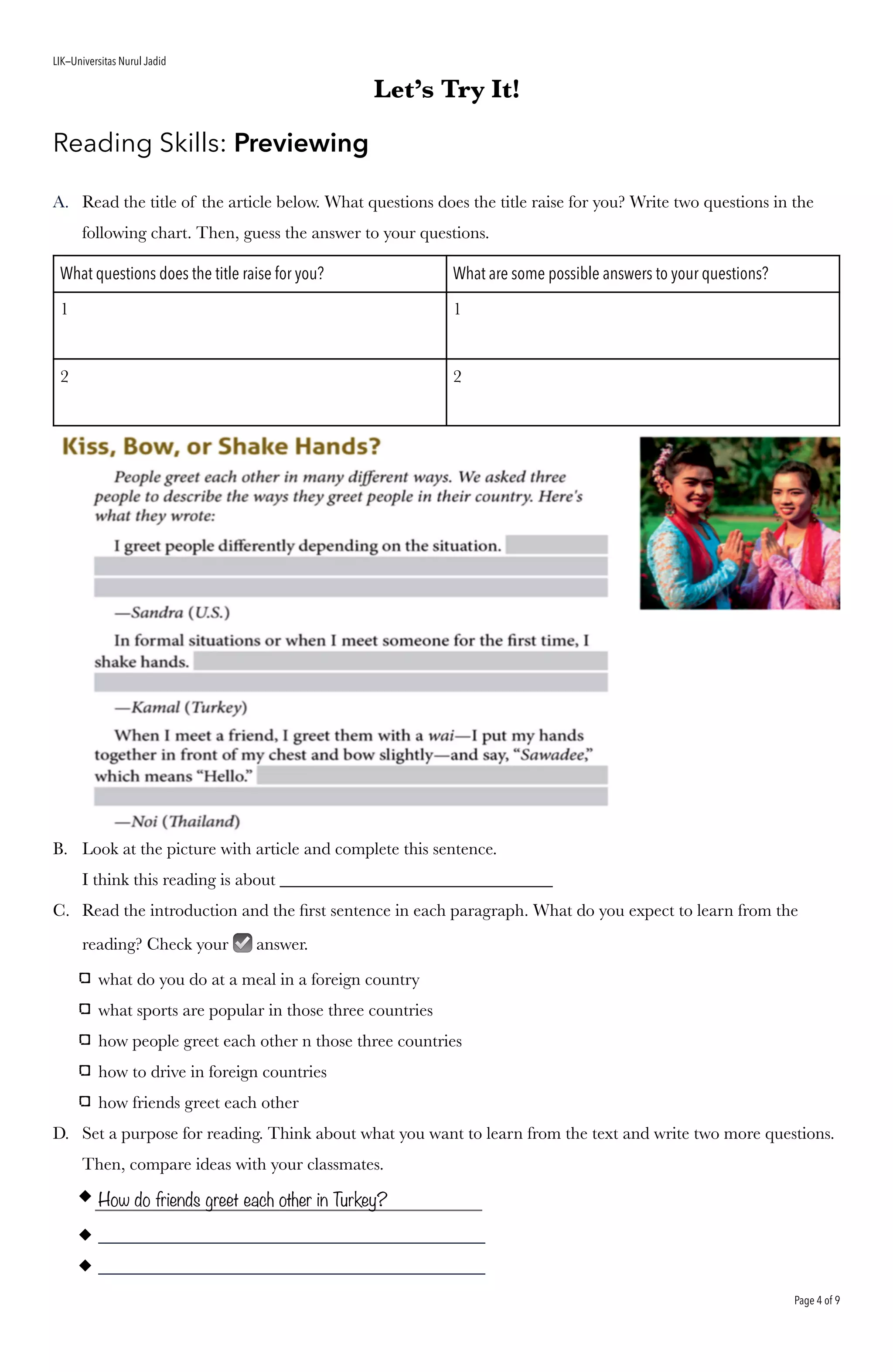 Reading Skills - Exercises | PDF