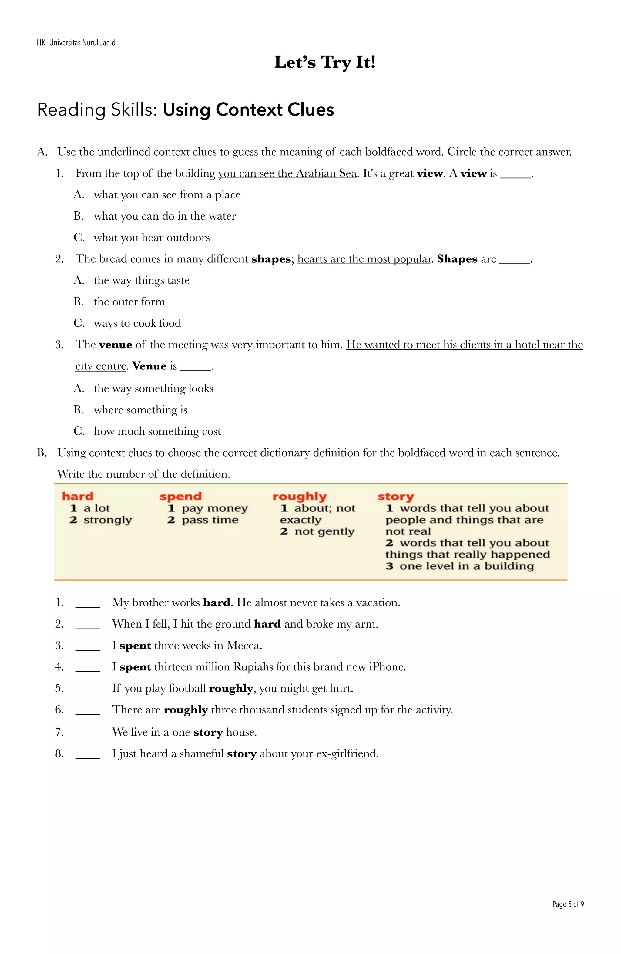 Reading Skills - Exercises | PDF