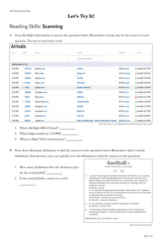 Reading Skills - Exercises | PDF