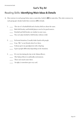 Reading Skills - Exercises | PDF