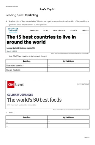 Reading Skills - Exercises | PDF