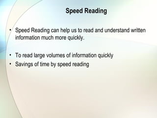 Reading skills and speed | PPT | Technology & Computing