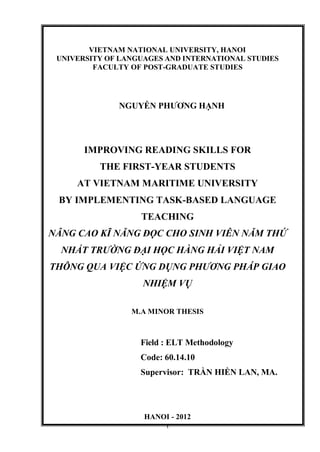 Reading skills for the first-year students at Vietnam Maritime ...