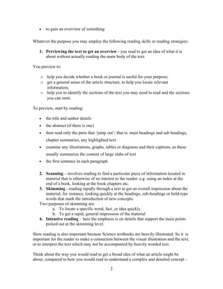 Reading skills notes | DOC