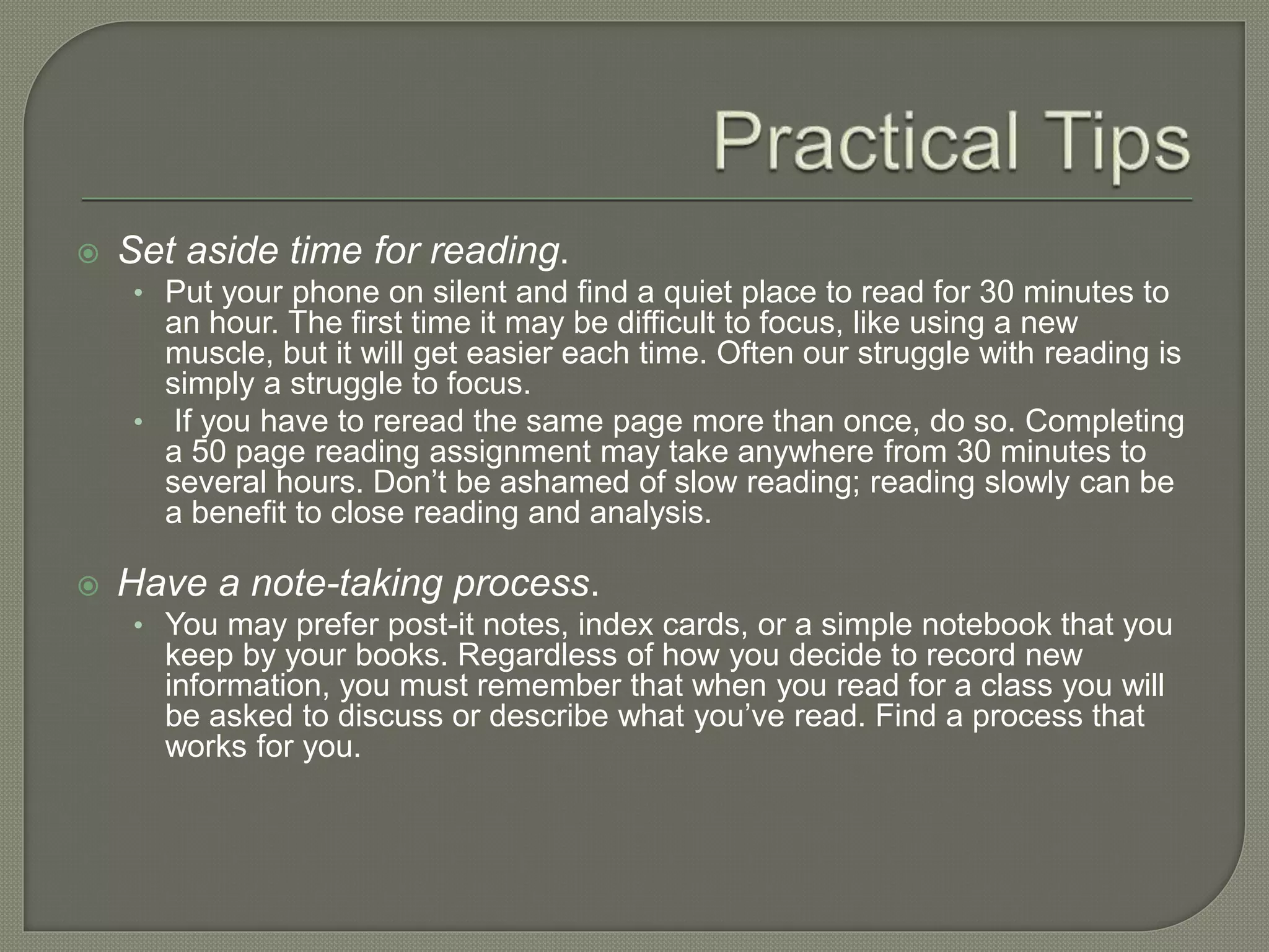 Reading Skills Presentation | PPTX