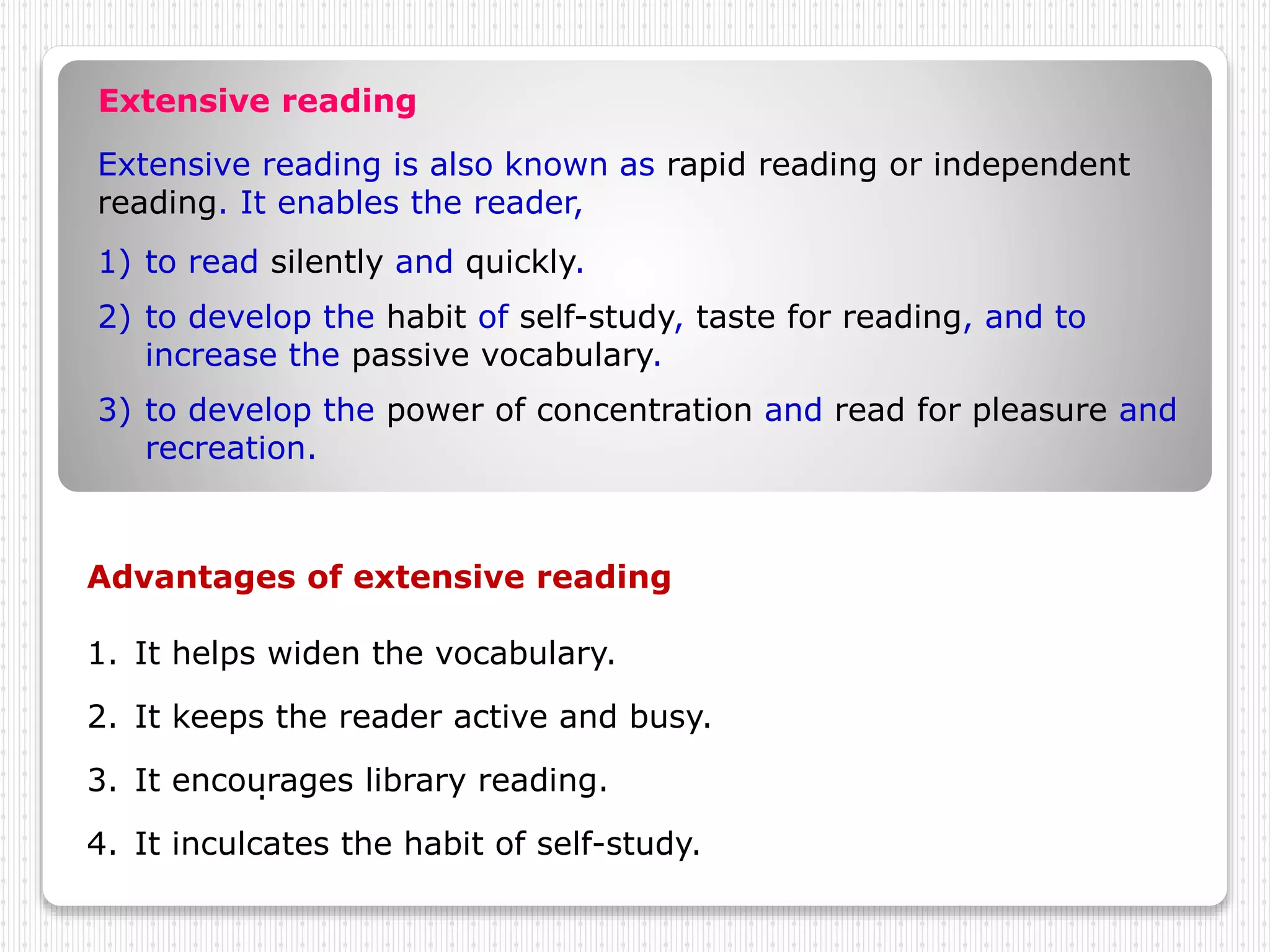 Reading skills - purpose and types of reading | PPTX