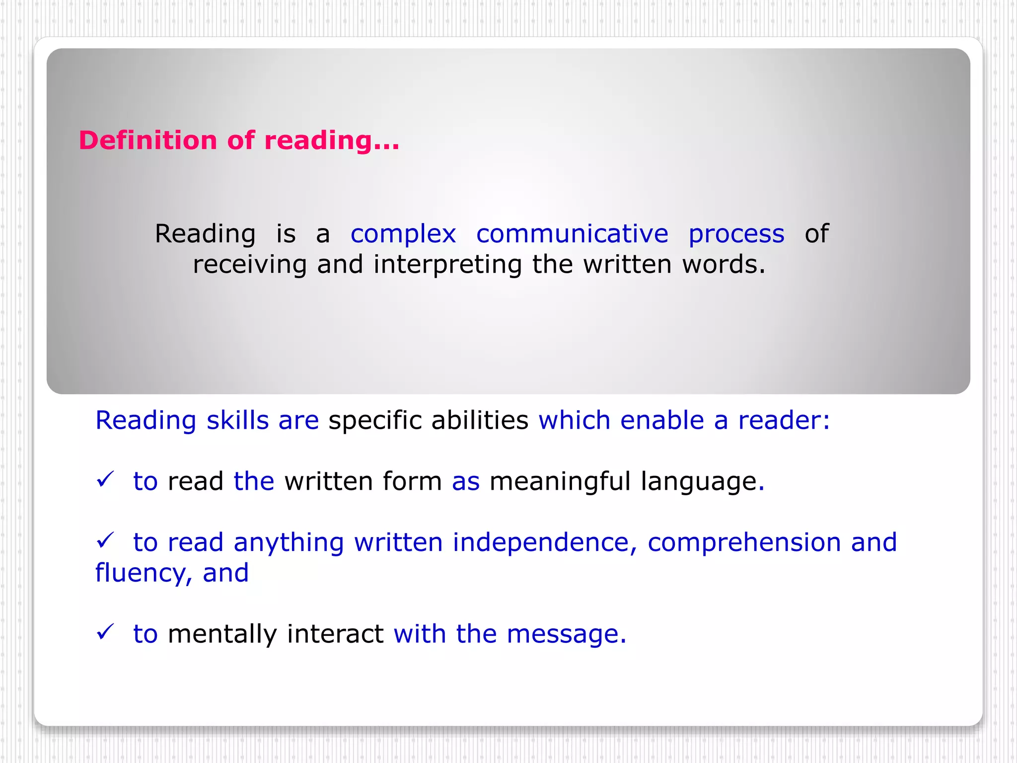 Reading skills - purpose and types of reading | PPTX