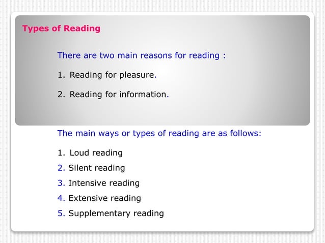Reading skills - purpose and types of reading | PPTX
