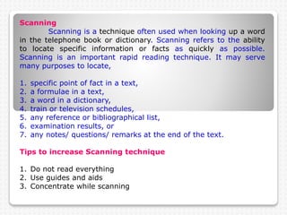 Reading skills - purpose and types of reading | PPTX