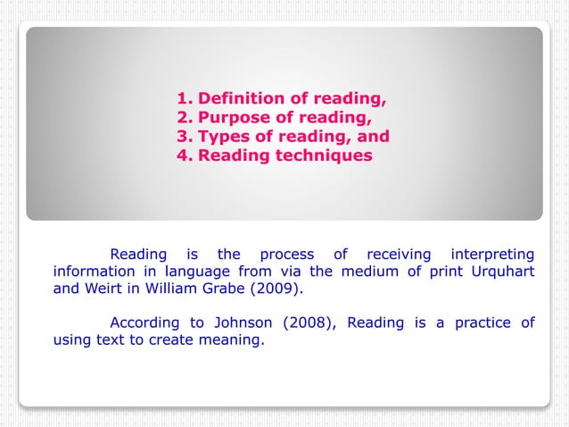 Reading skills - purpose and types of reading | PPTX