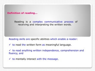 Reading skills - purpose and types of reading | PPTX