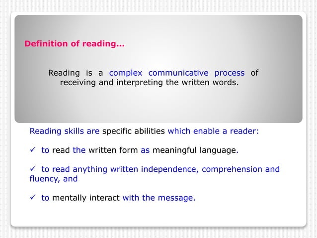 Reading skills - purpose and types of reading | PPTX