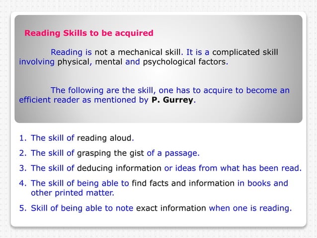 Reading skills - purpose and types of reading | PPTX
