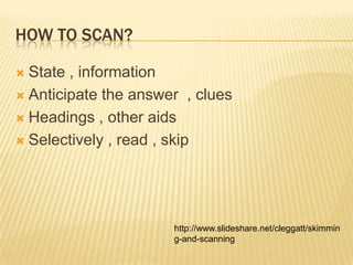 Reading skills (skimming and scanning) | PPTX