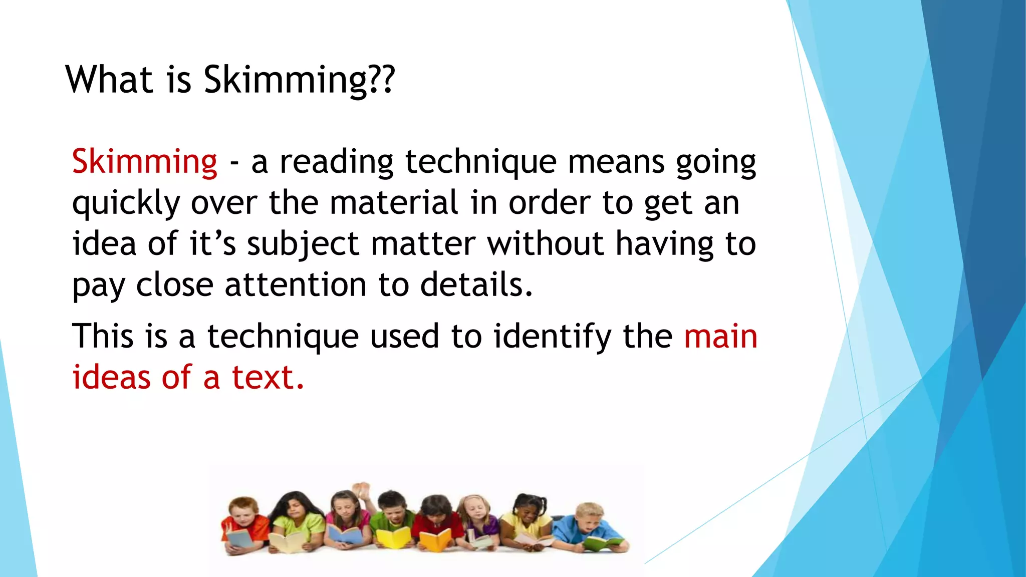 Reading skills skimming and scanning | PPTX