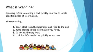 Reading skills skimming and scanning | PPTX
