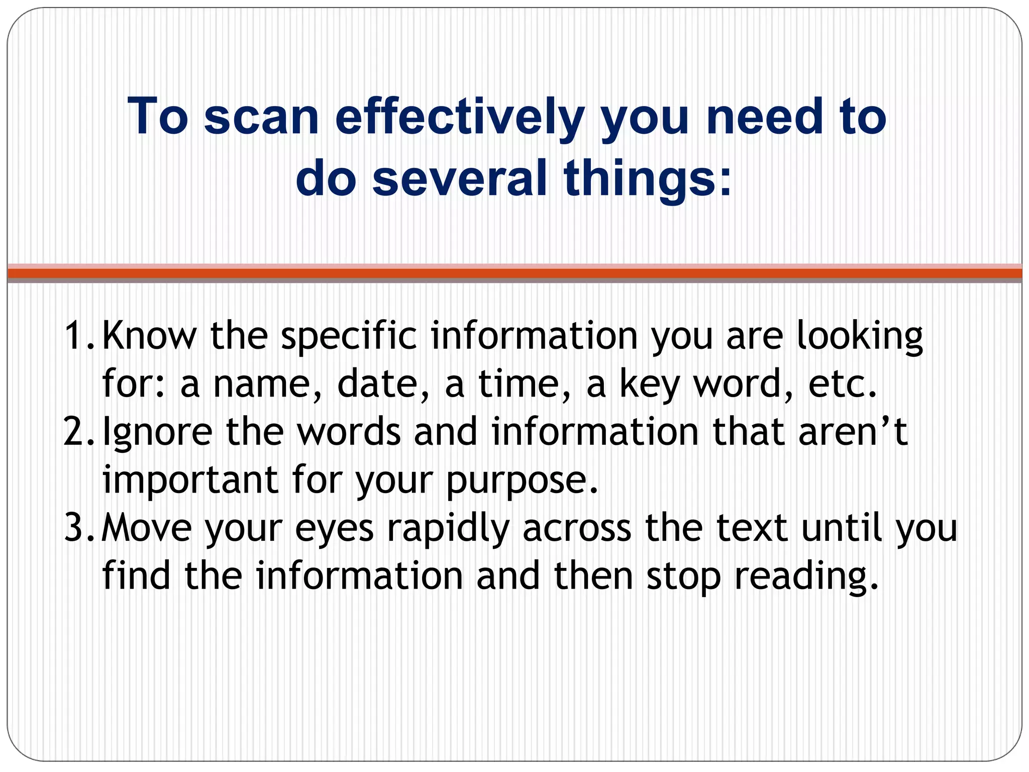Skimming and scanning skills | PPT