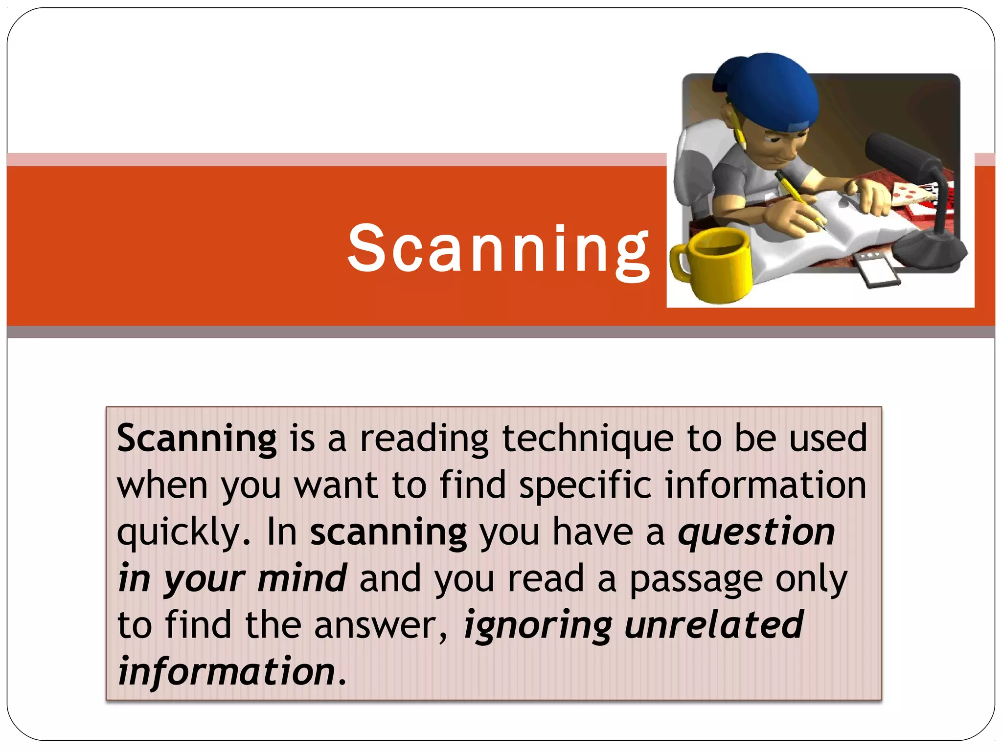 Skimming and scanning skills | PPT