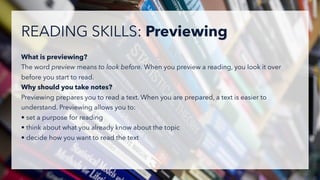 Reading Skills (Skills on Reading) | PPT