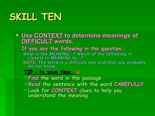 Reading Skills Toefl Summary | PPT