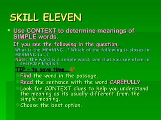 Reading Skills Toefl Summary | PPT