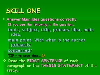 Reading Skills Toefl Summary | PPT