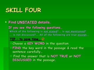 Reading Skills Toefl Summary | PPT