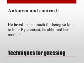 Reading strategies: Guessig from context | PPTX