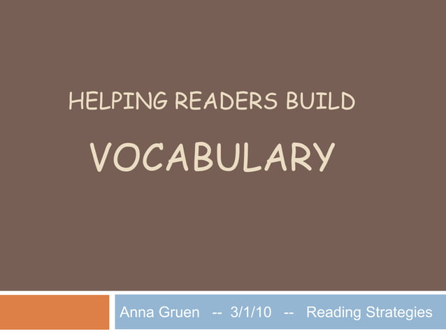 Reading Strategies Vocabulary | PPT