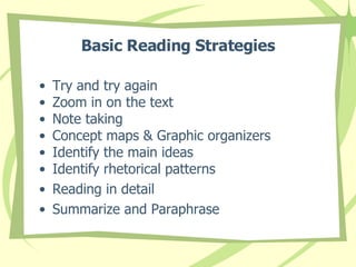 Basic Reading Strategies | PPT