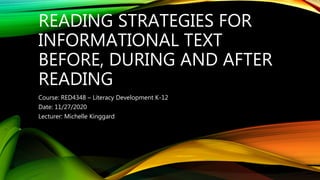 Reading strategies for informational text before, during | PPTX ...