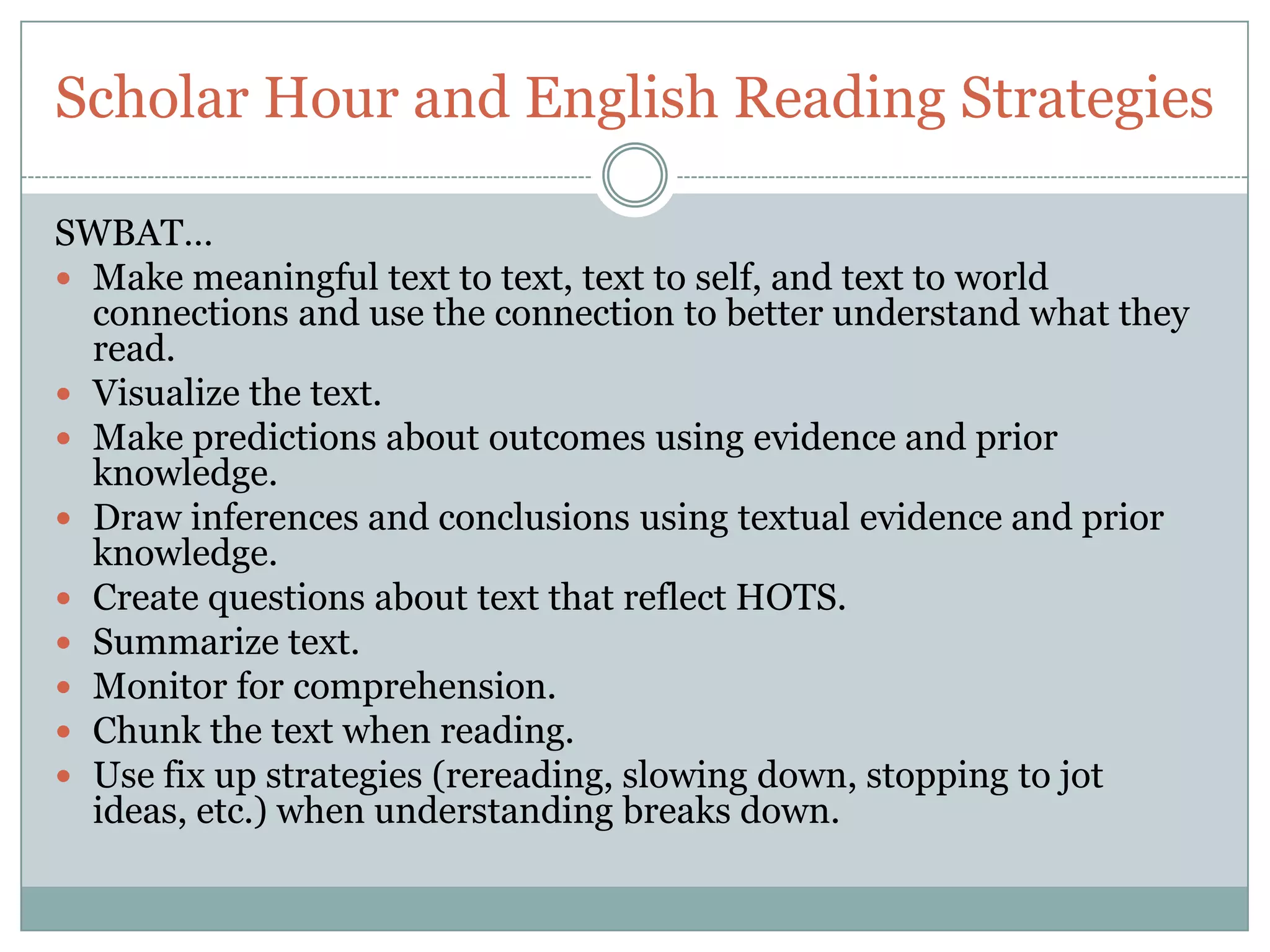 Reading strategies for science final | PPTX | Educational Assessment ...