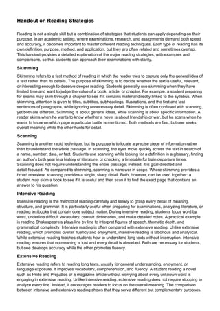 Reading Strategies Handouts 2025.pdf bshwb | PDF
