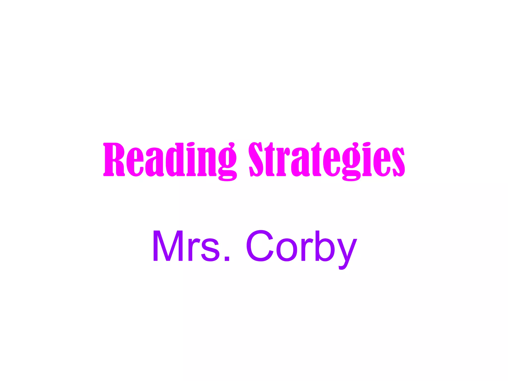Reading Strategies Ppt | PPT