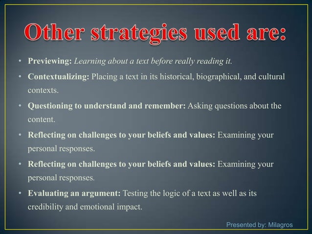 Reading strategies presentation | PPTX | Fiction | Books and Literature