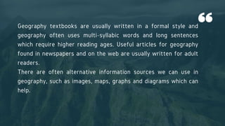 reading strategies to understand text about Geography and History.pptx