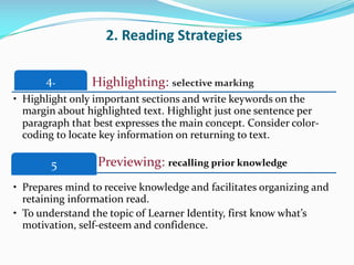Reading strategies for comprehending research papers | PDF