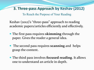 Reading strategies for comprehending research papers | PDF