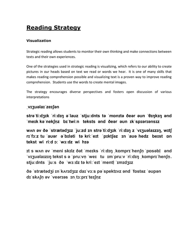 Reading strategy visualization | PDF