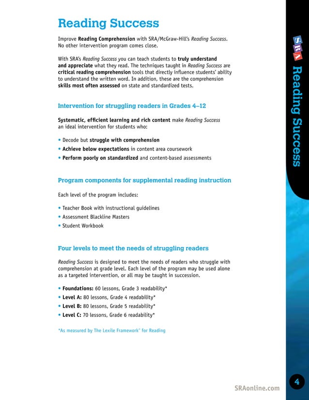 Reading success lesson sampler mh eonline.com