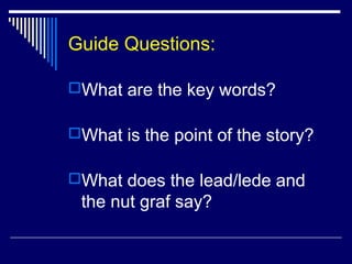 Reading techniques i newspaper goodies | PPT