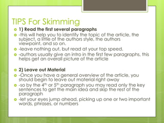 Reading techniques skimming vs scanning | PPT