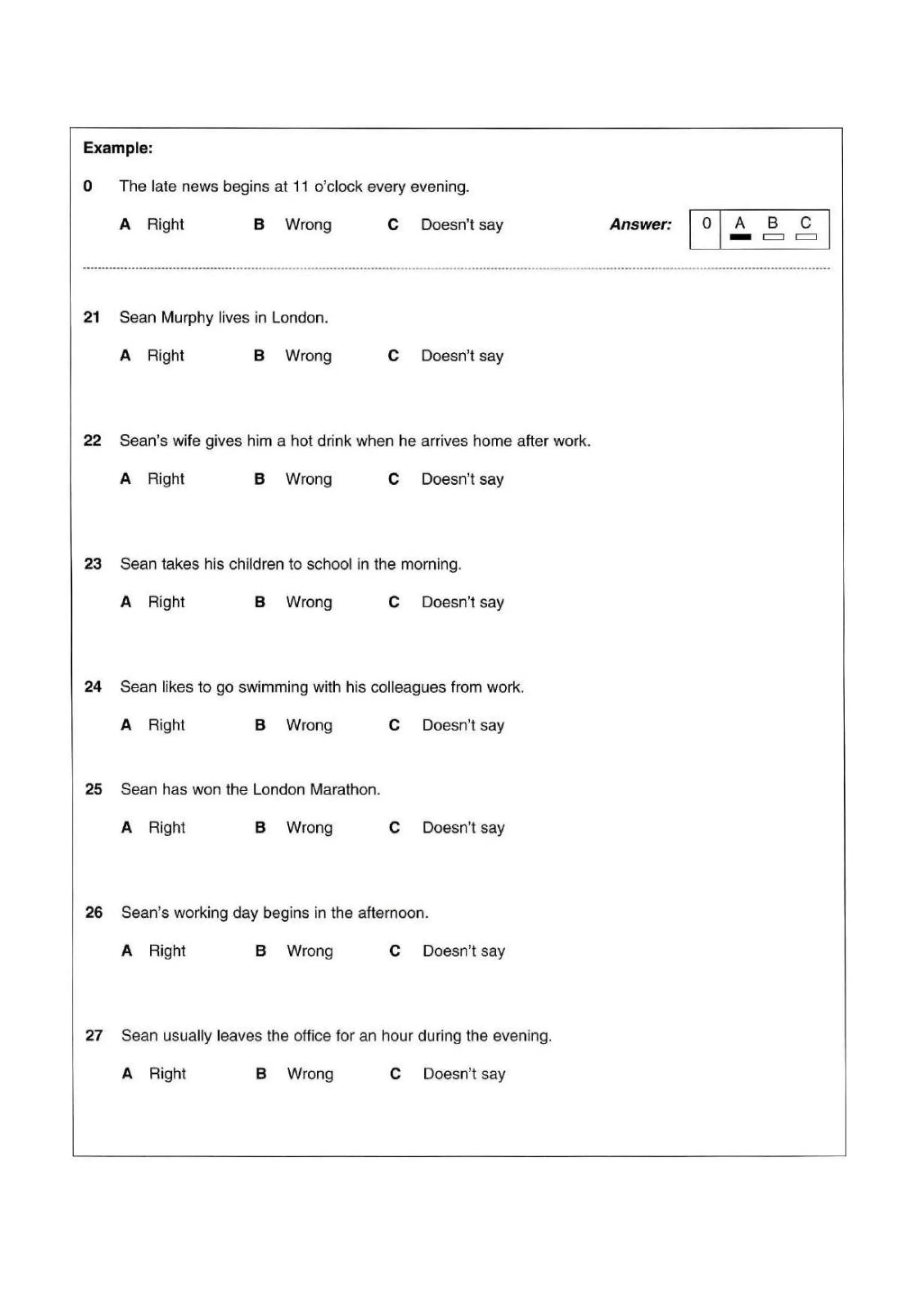 Reading test ket 1 | PDF