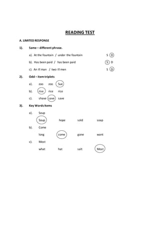 Reading test | DOCX