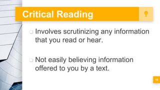 Reading text critically | PPTX