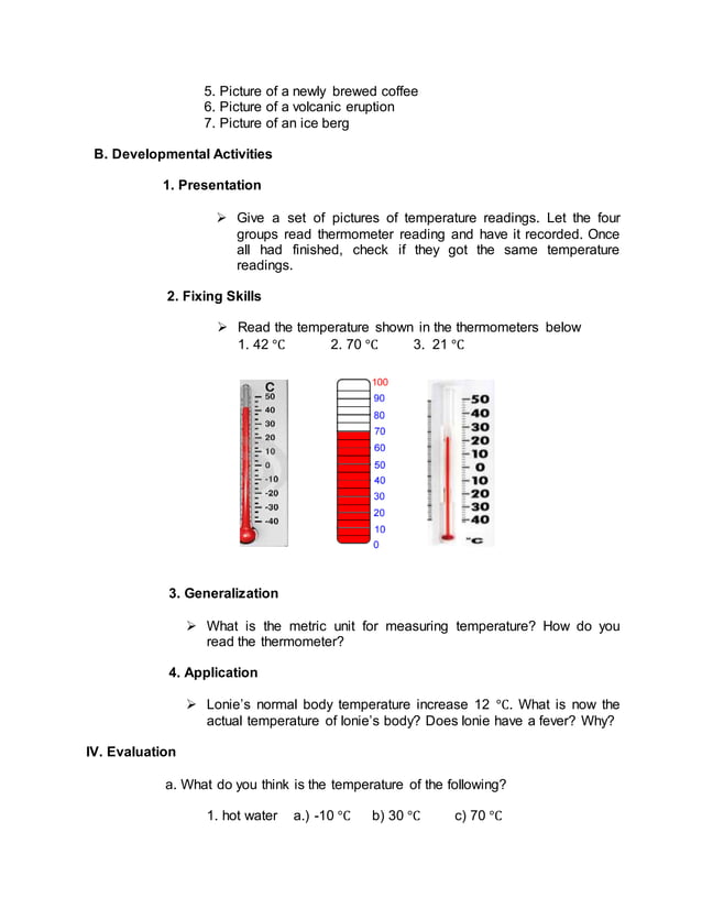 Reading the thermometer | DOCX | Weather | Science