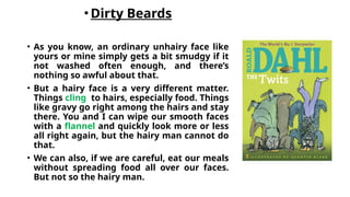 Reading comprehension style questions about Roald Dahl the twits | PPTX