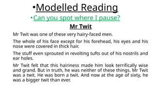 Reading comprehension style questions about Roald Dahl the twits | PPTX