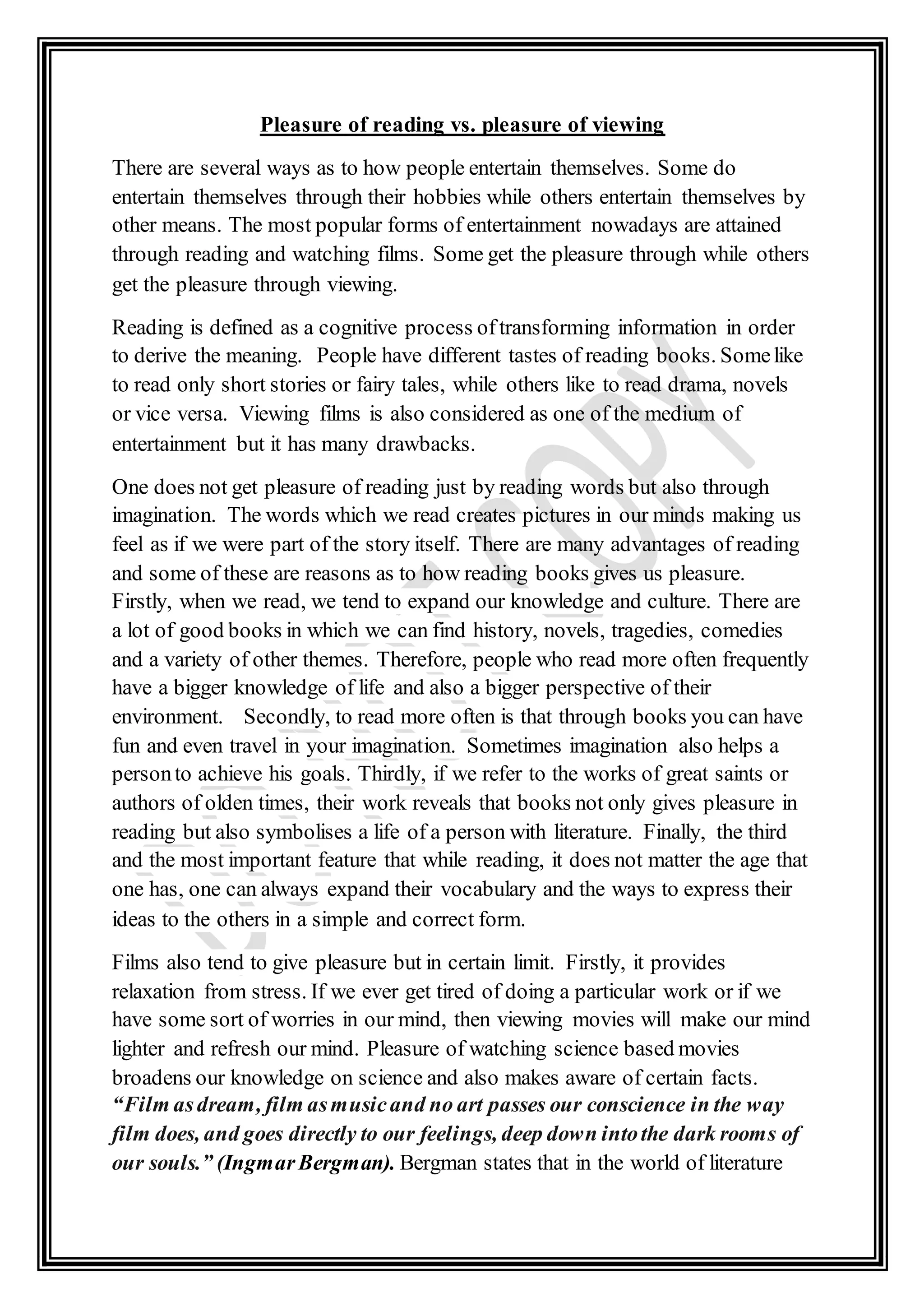 Reading vs viewing | DOCX