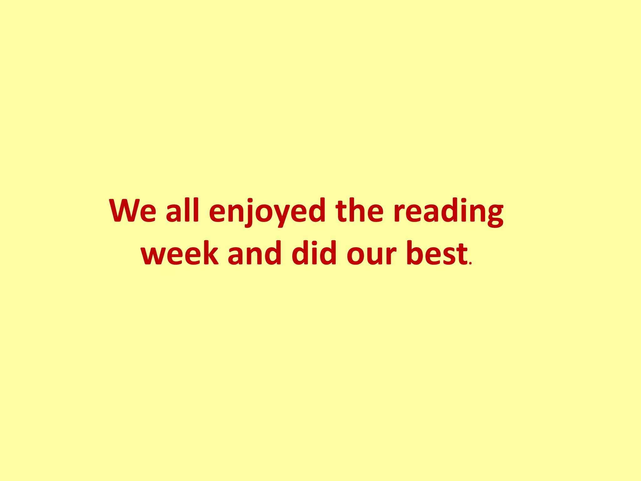 Reading week | PPTX